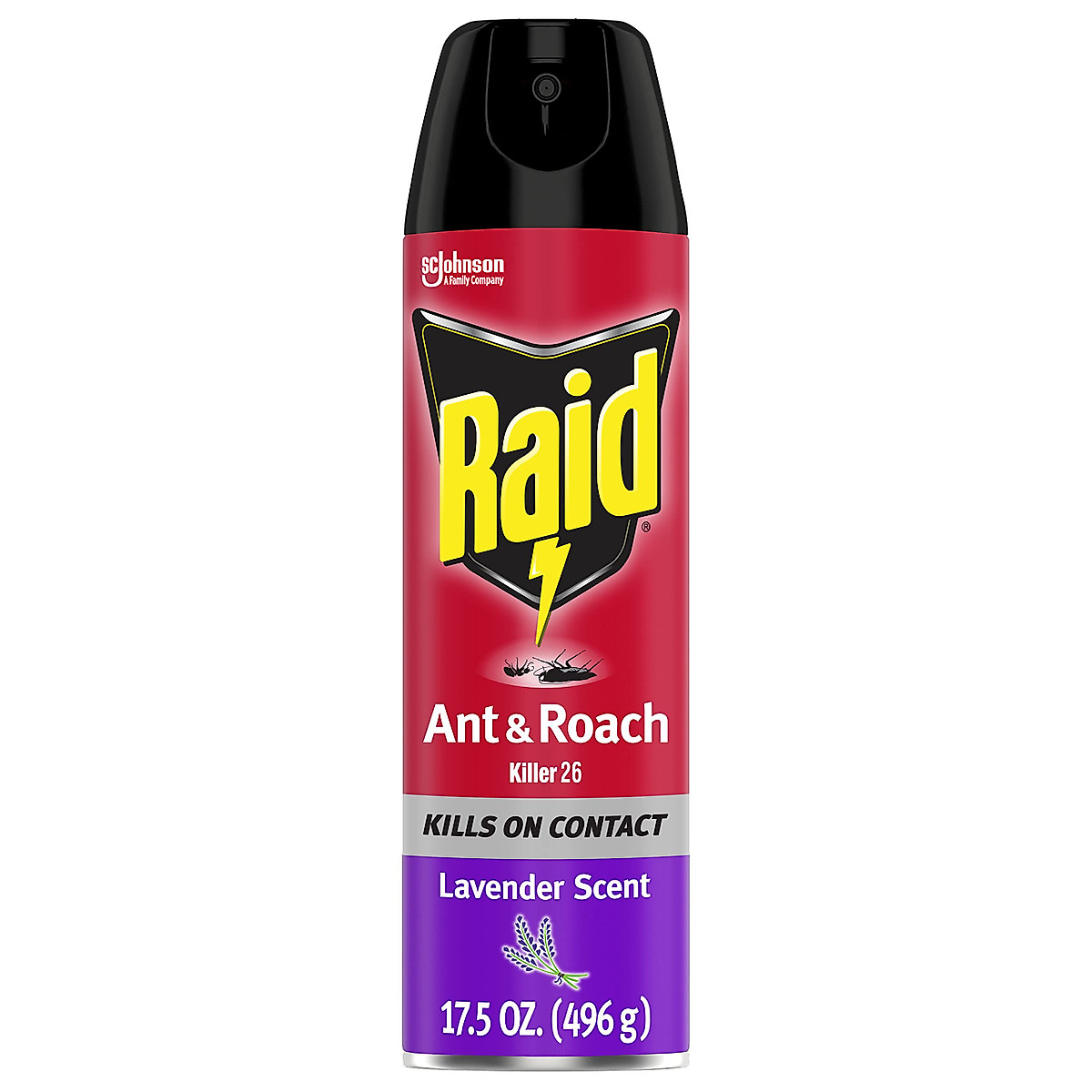 Raid Ant & Roach Killer Spray For Listed Bugs, Keeps Killing for Weeks, Lavender Scent, 17.5 oz