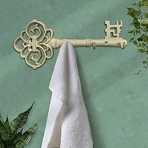 Wallcharmers Large Skeleton Key Wall Hooks | Rustic Vintage Cast Iron Wall Decor