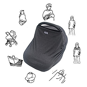 Grey Baby Car Seat Covers-Infant Stroller Cover,Carseat Canopy for Girls and Boys-Nursing Cover Breastfeeding Scarf by TSD STORY(Cover+BabyBeanie+Small Bag)