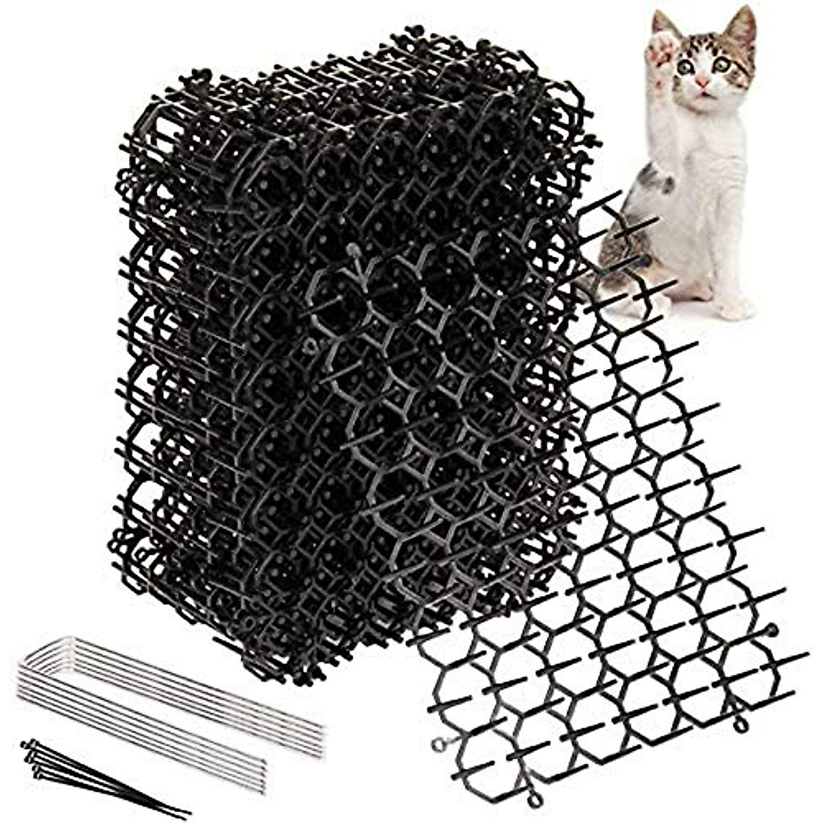 OCEANPAX Scat Cat Mat with Spikes Prickle Strips Digging Stopper Pest Repellent Spike Deterrent Mat, 78 x11 inch and 8.47 X 6.3inch(12Pack)