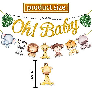 Safari Baby Shower Decorations for Boy, NO-DIY Jungle Baby Shower Decorations for Boy Include Safari Birthday Banner and Hanging Swirls, Animal Baby Shower Decorations, Jungle Party Decorations