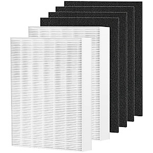 Air108 HEPA Filter Replacement Compatible with Oreck AirInstinct Air Cleaner Purifiers 75, 100, 108, 150, 200, Including 2 Ture HEPA Filters and 4 Carbon Pre-Filters