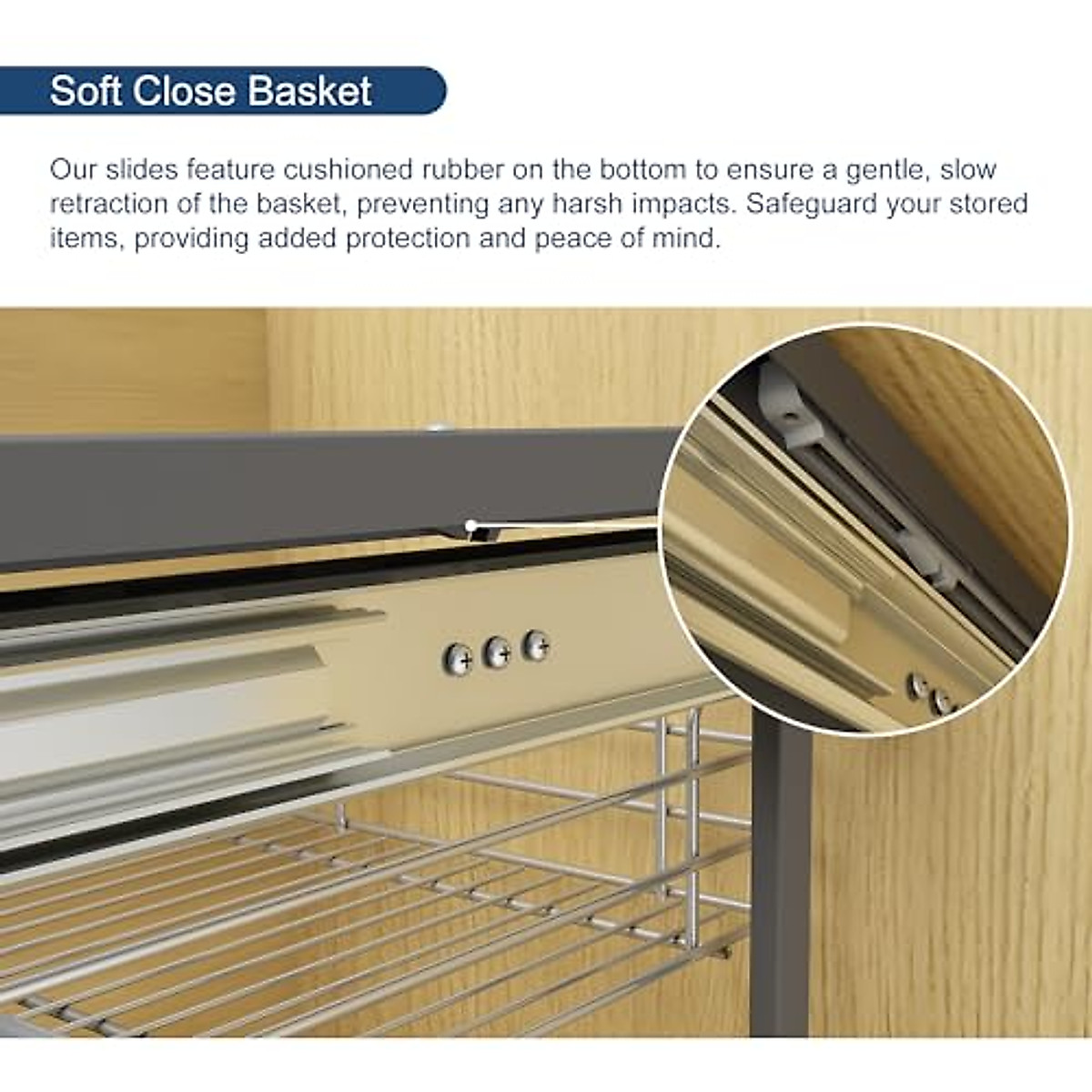 VADANIA Blind Corner Pull Out Organizer for 32" Cabinet, Left Open & Right Open Compatible, Min Opening 14", 2-tier Pull-out Basket, Soft Close, Bottom Mount