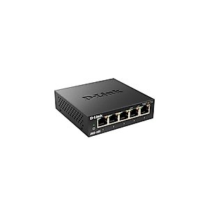 D-Link DGS-105 5 Port Gigabit Unmanaged Metal Desktop Switch - 5 Port Gigabit Unmanaged Metal Desktop Switch