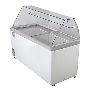 Maxx Cold MXDC-12 Commercial Ice Cream Dipping Cabinet Freezer with Curved Glass, Holds up to Twenty Two (22) Flavor Tubs, 70-Inch, White