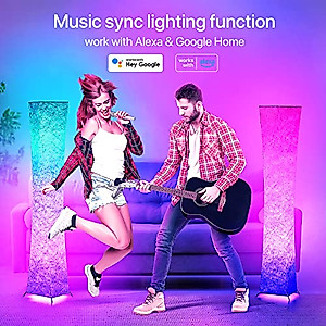 chiphy Floor Lamp, RGB Color Changing and Dimmable LED Lamp, Smart WiFi Bulbs Compatible with Alexa & Google Assistant, 64" Tall White Fabric Shade Light, Modern for Living Room, Bedroom, Game Room