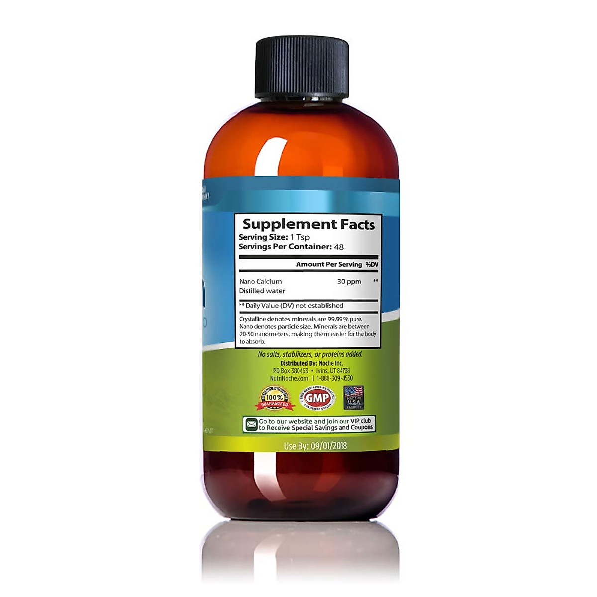 NutriNoche Liquid Calcium Supplement - 99.99% Ultra Pure Crystalline Nano Calcium for Women, Men & Children - Calcium Citrate Alternative - Absorbed at a Cellular Level Sublingually - 30 ppm