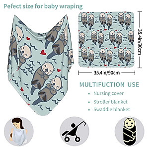 Otter Swaddle Blanket Baby Blankets Super Soft Receiving Blanket for Boys Girls Newborn Infant 35.4 X35.4 Inch