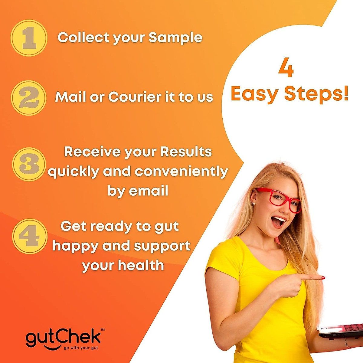 gutChek Food Intolerance Test - 640 Items Tested with Home Collection Kit, Non-Invasive & Painless Hair Analysis Food Sensitivity Test Kit for Adults, Results in 7-10 Days