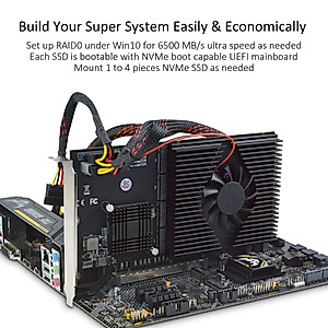 A ADWITS Quad M.2 NVMe SSD PCIe X16 Adapter,ASM2824 PCI Express 3.0 X16 Switch to 4 Ports M.2 Adapter Card,Supports RAID,PCIe Bifurcation,4 X4 NVMe(AHCI Compatible)M.2 SSD in Size 2242/2260/2280/22110