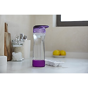 Full Circle Hydrate Mate 16-Ounce Glass Travel Water Bottle, Elderberry