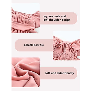 DOKOTOO KIDS Girls Summer Casual Ruffle Short Sleeve Back Tie Graduation Party Dress Pink 8-9 Years Old