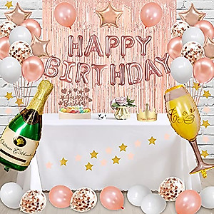 Fancypartyshop 35th Birthday Decorations - Rose Gold Happy Birthday Banner and Sash with Number 35 Balloons Latex Confetti balloons Ideal for Girl and Women 35 Years Old Birthday Rose Gold