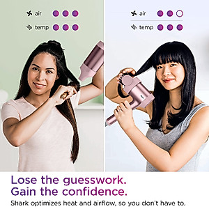 Shark HD112PKBRN HyperAIR Fast-Drying Hair Blow Dryer with IQ 2-in-1 Concentrator and Styling Attachments, Auto Presets, Rotatable Hot Air Brush, No Heat Damage, Ionic, Rose