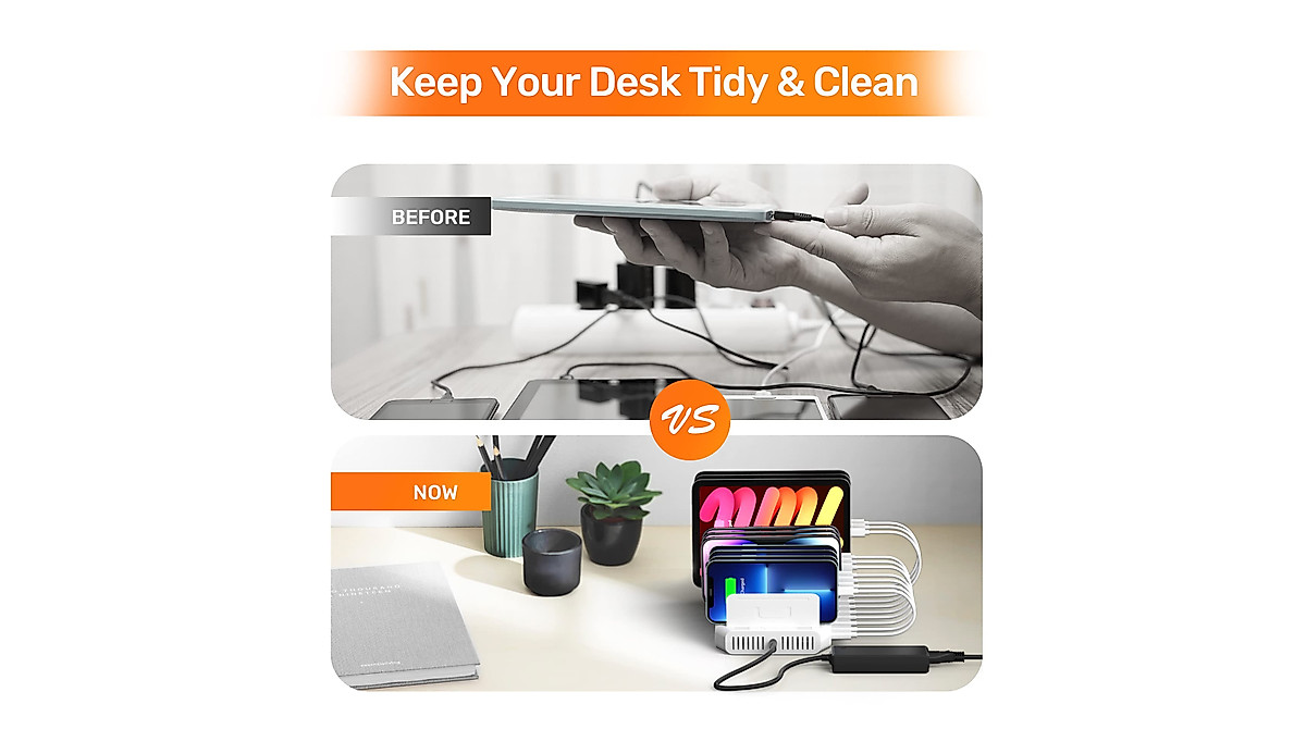 Alxum 60W 10-Port USB Charging Station for Multiple Devices