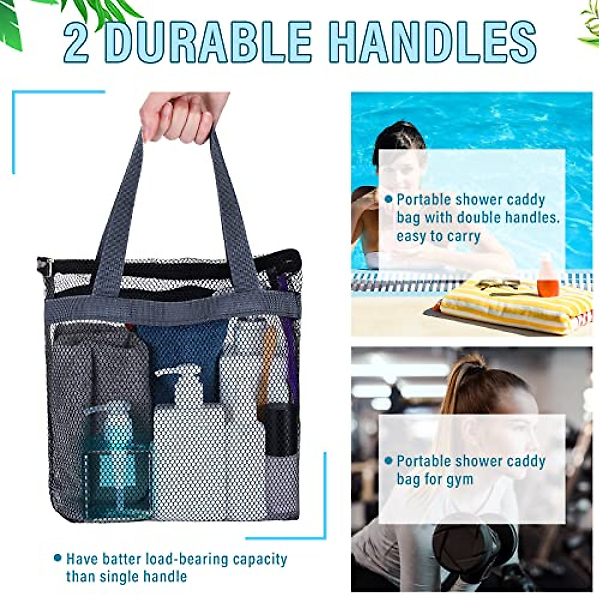 12 Pcs Mesh Shower Caddy Bag Bulk 12.2 x 10.24 Inches Quick Dry Bag with Zipper for Gym Portable Shower Tote Hanging Toiletry and Bath Organizer for Swimming Camping Travel College Dorm Beach Sports