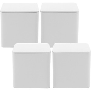EXCEART 4pcs Metal Tea and Tin Set Airtight Square Canisters with Lids Containers for Coffee Loose Tea Candy or Spices Seasoning Storage White