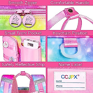 CCJPX Backpacks for Girls, 16 inch Kids Rainbow Bookbag for Elementary School Toddler Kindergarten Preschool