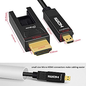 DTech Fiber Optic HDMI Cable 50 Feet 4K 60Hz 444 Chroma Subsampling 18Gbps High Speed Ultra HD with Dual Connector Micro HDMI and Standard HDMI Cord Compatible with TV Projector Computer Monitor