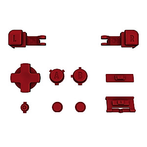 eXtremeRate Scarlet Red Custom Full Set Buttons for Gameboy Advance SP, Replacement A B L R Button Power On Off Volume Button D-pad Key for GBA SP Console - Console NOT Included