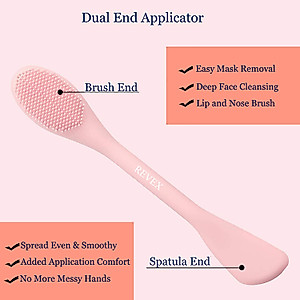REVEX Silicone Face Mask Applicator,Face Scrubber,2Pcs Mask Applicator Tool for Facial Mud,Facial Cleansing Brushes with Bristles for Makeup Skincare Removal.(Pink+Gray)
