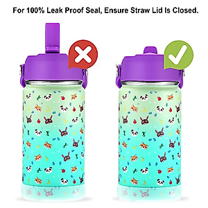 WEREWOLVES 14oz Kids Water Bottle with Straw Lid, Shoulder Strap and Boot - Insulated Stainless Steel, Reusable Leakproof Metal Water Bottles for School Boys Girls