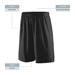 Augusta Sportswear Youth Training Shorts: 9-Inch Inseam for Teens, Athletic Workout Gym Clothes, Black, Large