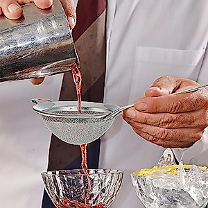 WLLHYF Fine Mesh Strainers Stainless Steel Long-Handled Tea Cup Bar Cocktail Coffee Juice Filter Sifter for Kitchen Food Powder Rice Flour Baked Pasta Small Leak Sieves 3 Inch Silver