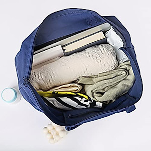 Ugiftcorner Baby Shower Gifts for Mom Tote Bag Mommy Bag for Hospital Mom Things Mom to Be Gifts Christmas Mothers Day Gifts for New Mom Canvas Shoulder Bag with Interior Pocket Cotton Navy Blue