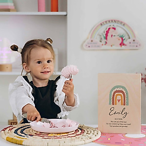 LAUBLUST Personalized Flatware Utensils Set - New Rainbow - Engraved with Name | New Born Baby, Toddler Gift - Natural Wooden Box & Spoons and Forks Stainless-Steel 4 pcs | Made & Shipped from Germany