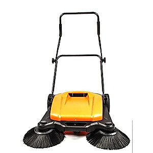Walk-Behind Manual Push Floor Sweeper - 6.6 Gallon Capacity, 27.5" Sweeping Width, Sweeps 29,000 Square Feet/Hour