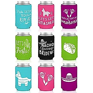 Fiesta Bachelorette Party Decorations Can Sleeves Favor for Nacho Average Bride Bridal Shower Mexico Bachelorette Party Supplies Can Sleeves 9-Pack