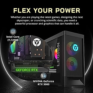 Lenovo Legion 5i Tower Gen 7 Gaming Desktop, Intel Core i7-12700 Processor, 32GB DDR5 RAM, 1TB PCIe SSD + 1TB HDD, NVIDIA GeForce RTX 3060 12G DDR6, Win 11 Pro, Black, 32GB Hotface USB Card
