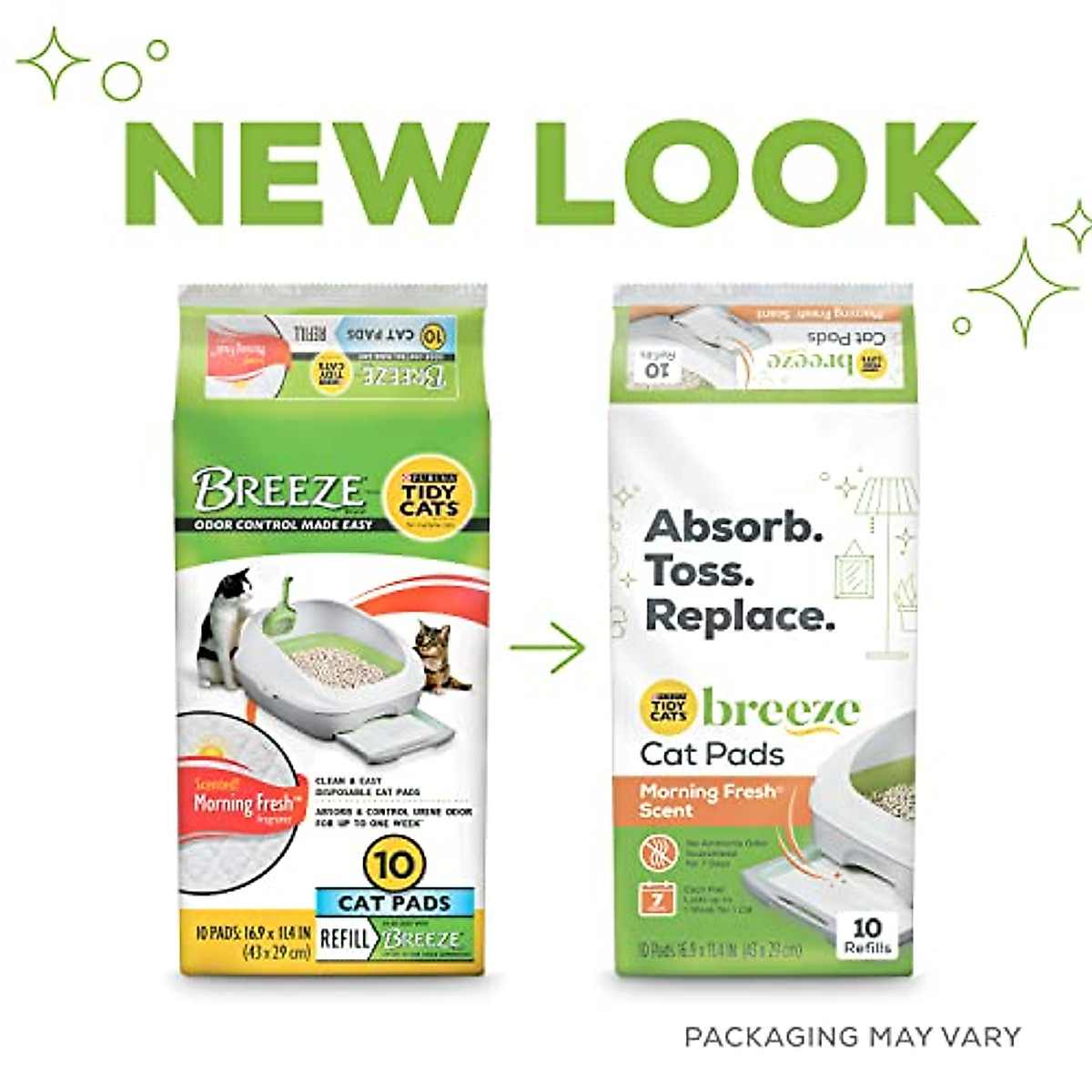 Purina Tidy Cats Breeze Litter System Cat Pad Refills, Breeze Morning Fresh Scent 10ct. Refill Pack - 10 Count (Pack of 1)