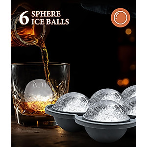 Silicone Large Ice Cube Molds (Set Of 3), 6 Ice Ball Maker Mold, 6 Square Ice Cube Mold，4 Diamond, Reusable Whiskey Ice Mold, Ice Molds for Cocktails, Bpa Free, Freezer Ice Cube Tray (Grey)