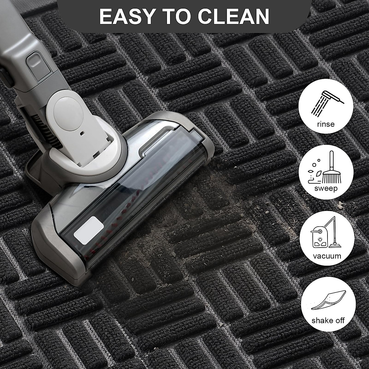 Mibao Front Door Mat, Heavy Duty Durable Welcome Mat for Outdoor Indoor, Dirt Trapper Waterproof Super Absorbent Door Mat for Entryway Outside Patio Porch, 61.5" x 36", Black