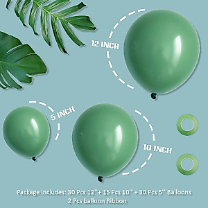 Sage Green Balloons,3 Different Sizes 77 Pack Green Balloons 12 Inch,5 Inch,10 Inch Eucalyptus Olive Green Balloons for Bridal Shower Baby Shower Birthday Wedding