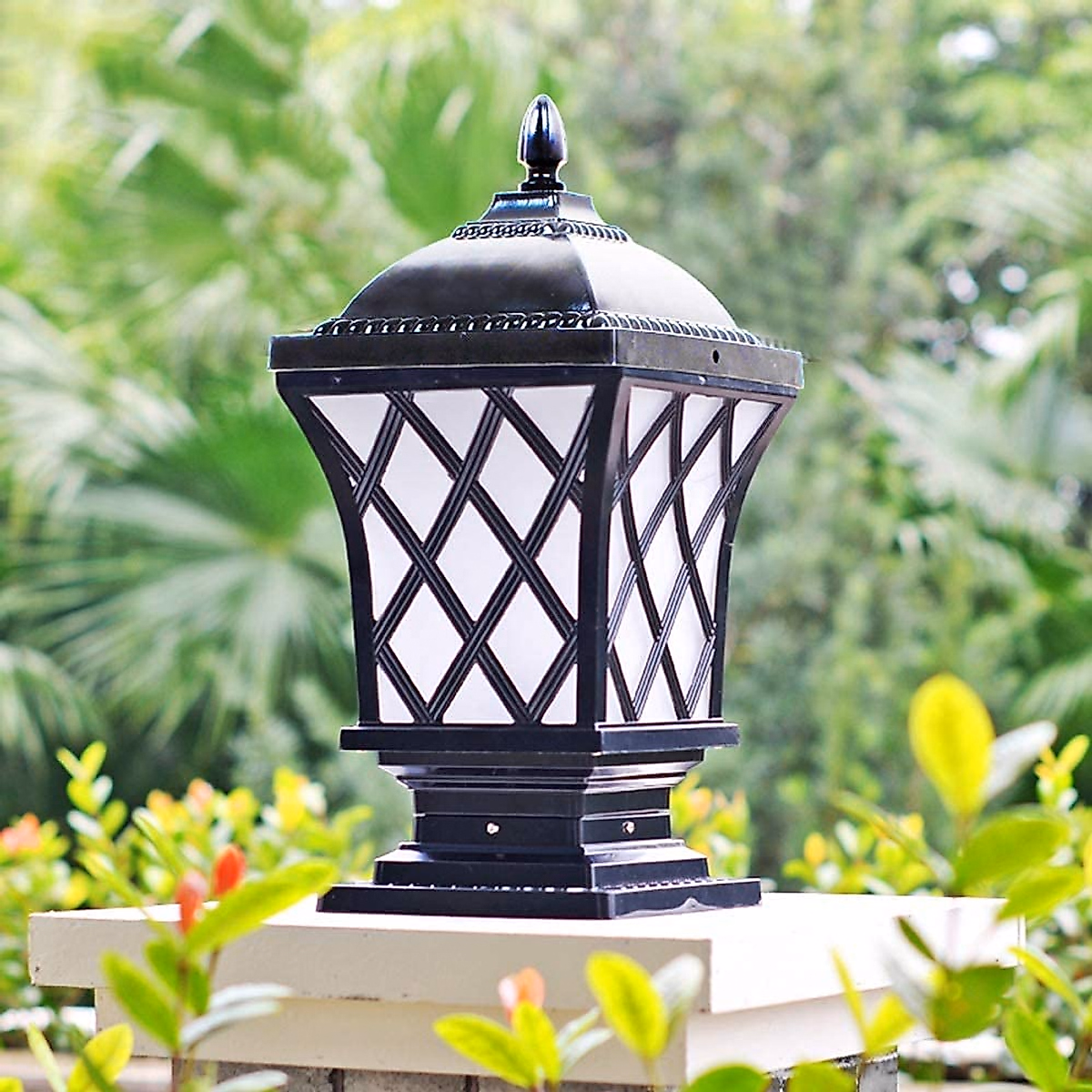 Outdoor Post Lights Pole Lantern Lighting Fixture European Grid Atmosphere Exterior Outdoor Post Lantern Garden Lights Waterproof IP54 Pillar Lights Decoration Garden Terrace Courtyard Lane Fence Colu