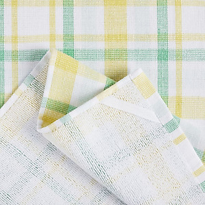 Martha Stewart Valley Plaid Kitchen Towel 2-Pack Set, Yellow, 16"x28"