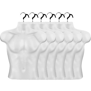 Lallisa 12 Pcs Male Mannequin Torso White Hanging Mannequin Body Torso with Hooks Half Mannequin Body Hollow Back for Sewing Dress and Shirt Display (Classic)