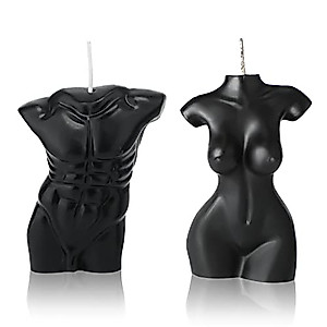 2 Pieces Body Shaped Candle Female Body Candle Men Torso Candle Soy Wax Scented Candle Scented Candle Male Body Candle Decorative Candle for Bedroom Bathroom Wedding (Black)
