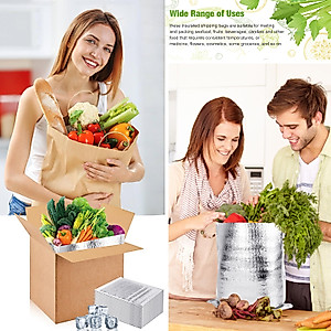 QLOUNI 25 Pcs Reusable Insulation Bags Self-seal Thermal Box Liners Metalized Box Liners Lunch Food Box Packing Pouches Insulation Lining Waterproof Insulation Grocery Delivery Package, 11.8"x13.8"