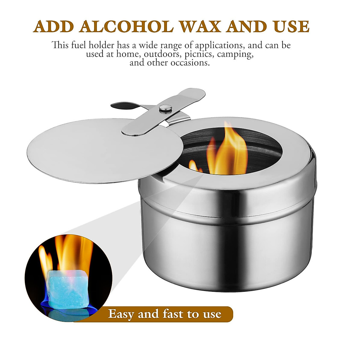 Abaodam 2Pcs Chafing Dish Fuel Holders Stainless Steel Fuel Cans Fuel Tank Boxes Fuel Holders with Covers for Home Outdoor Camping