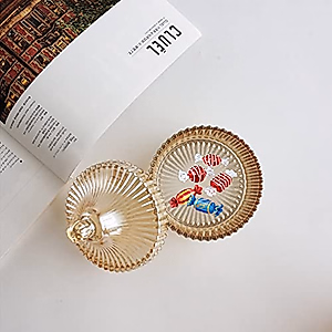 erioctry 300ml/10oz Elegant Crystal Candy Jar with Lid Decorative Candy Dish Bowl Tent Shaped Glass Biscuit Jar Wedding Candy Buffet Jar Container for Home Office Desk Gift