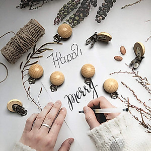 24 Pieces Natural Beech Wood Pacifier Clips Teething Grasping Toy Suspender Clips Charm DIY Pacifier Clips Holder Accessories