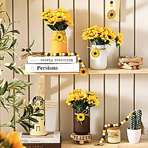 13 Pcs Mason Jar Table Centerpiece Faux Sunflower and Lemon Kitchen Decor and Accessories and Beaded Garland Spring Summer Farmhouse Decoration for Home Kitchen Tiered Tray Decor (Sunflower Style)
