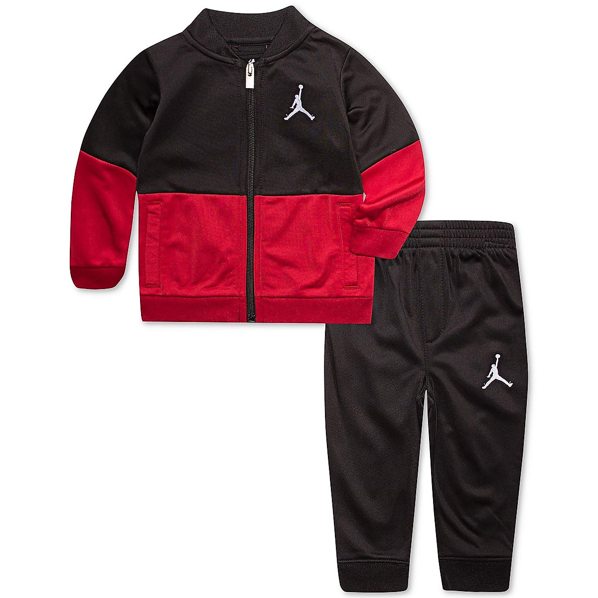 Nike Boy`s Two Piece Tracksuit Jacket & Pants Set (Black(755305-023)/Red, 7)