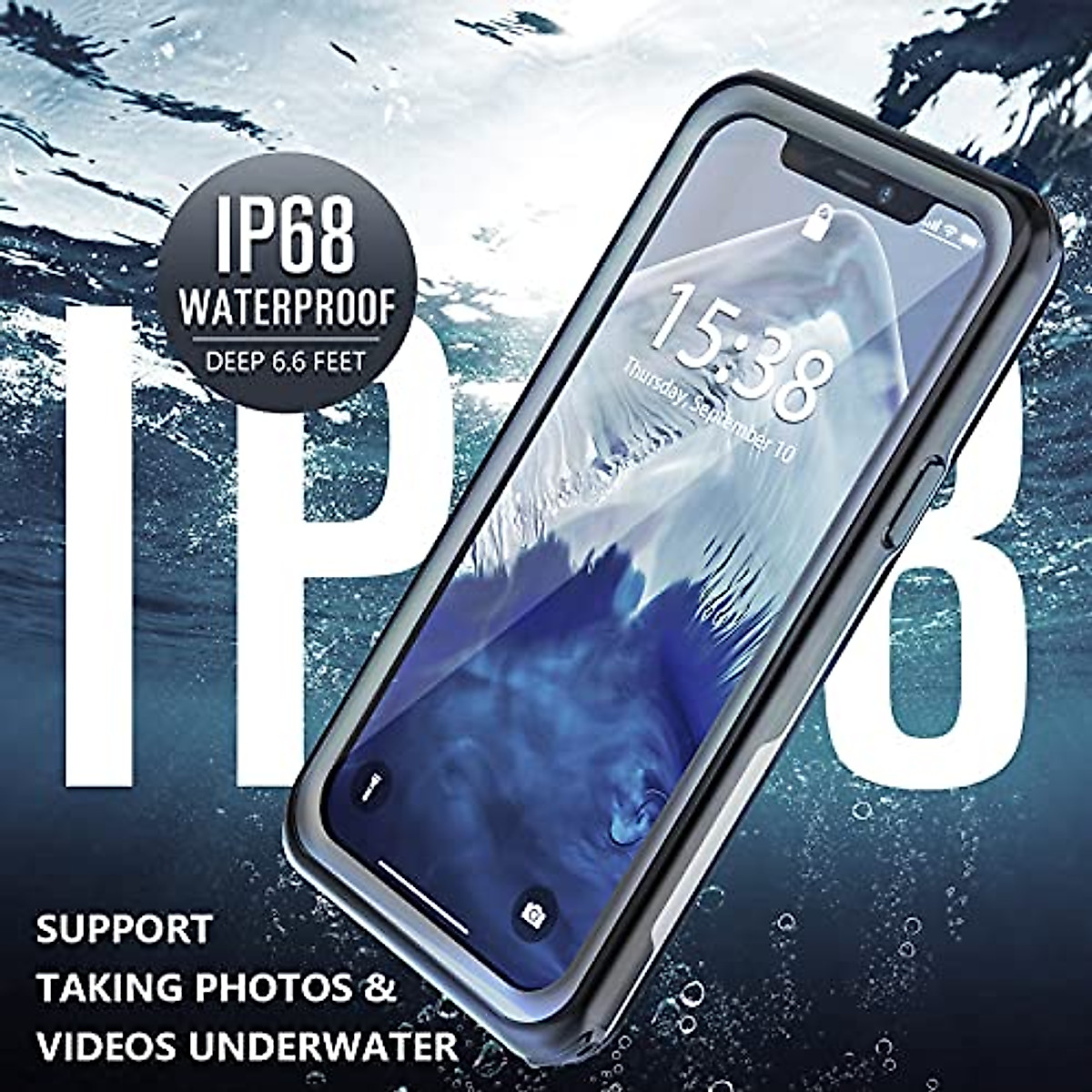 Oterkin for iPhone 12 Case Waterproof, Built-in Screen Protector Dustproof Shockproof 360 Full Body Protective Daily-Use IP68 Waterproof Case for iPhone 12 5G(6.1inch)