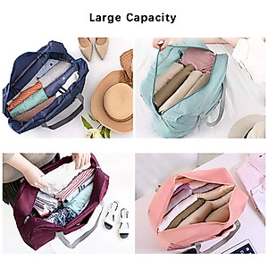 SITAKE 4 Pcs Foldable Travel Duffel Bag, Waterproof Lightweight Carry-on Bags, Suitable for Overnight, Holiday, Shopping, Weekends, Outing, Gym(Wine Red/Navy Blue/Sky Blue/Light Pink)