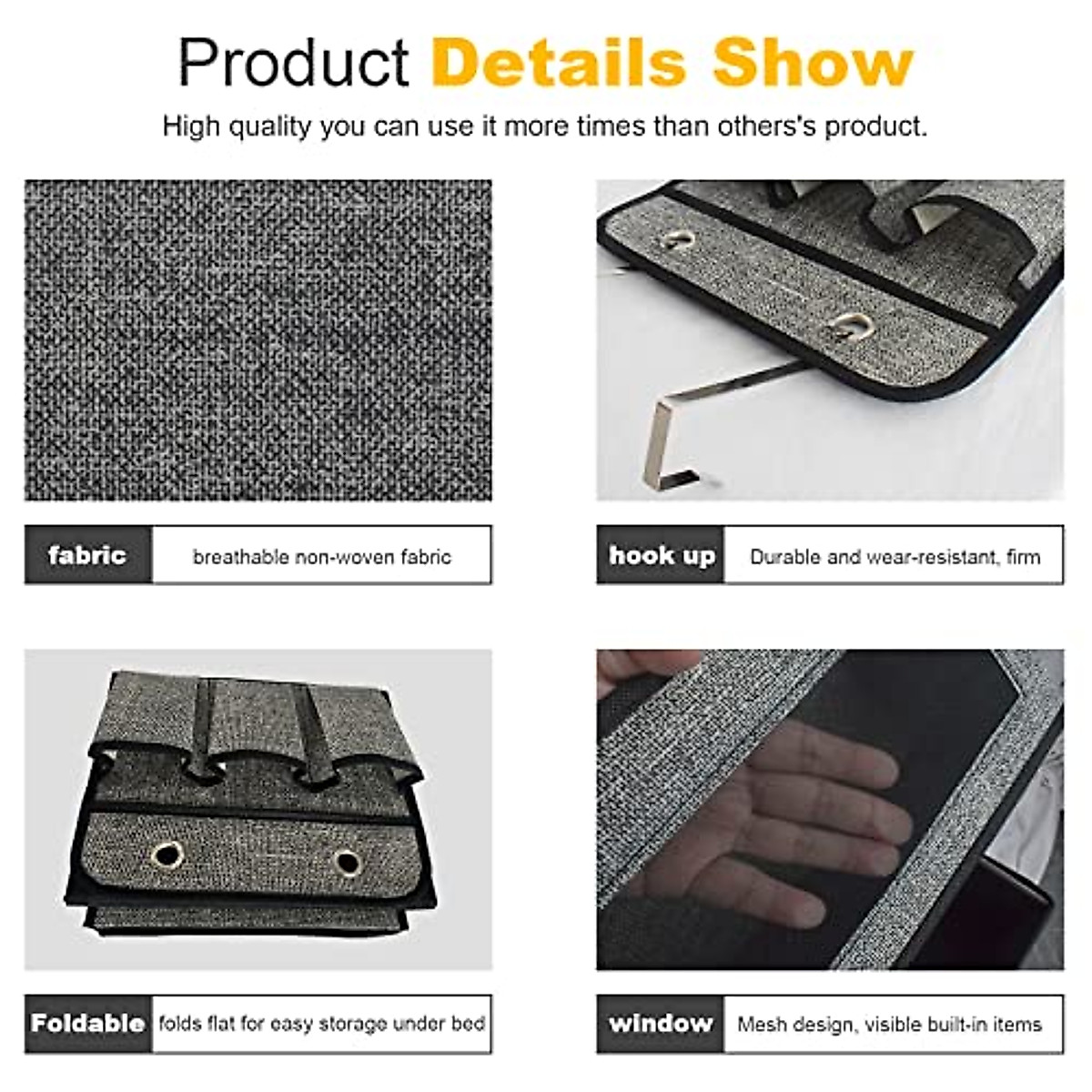 VERONLY Door Hanging Organizer, Nursery Over the Door Pantry Organizer with 4 Large Pockets and 3 Small Pockets, Wall Mount Behind the Door Storage Organizer for Baby Essentials,Nursery, Diapers,Bathroom, Clothes, Bedroom,Cosmetics, Toys and Sundries(Blac